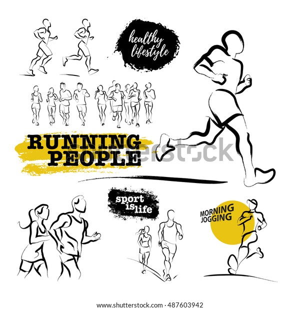 Vector Artistic Hand Drawn Sketch Running Stock Vector (Royalty Free ...