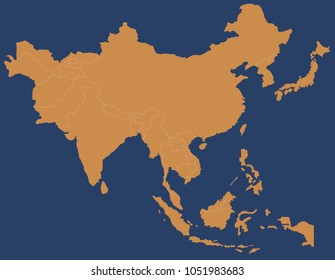 Vector Asia Map Each Country Separate Stock Vector (Royalty Free ...