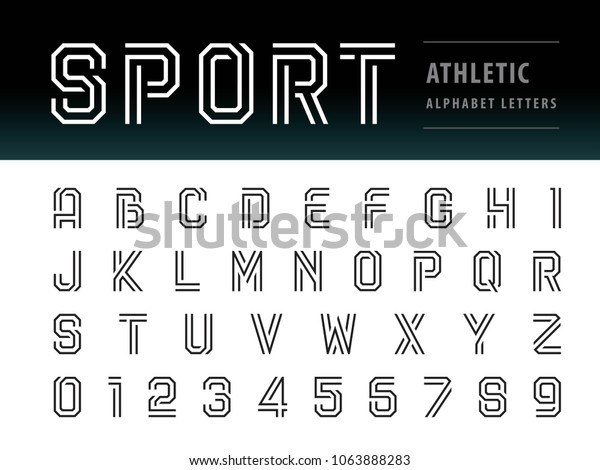 Vector Athletic Alphabet Letters Numbers Geometric Stock Vector ...