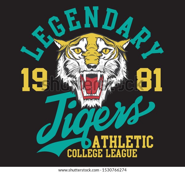 Vector Athletic Tiger College League Varsity Stock Vector (Royalty Free ...