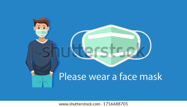 Vector Attention Sign Please Wear Face Stock Vector (Royalty Free ...