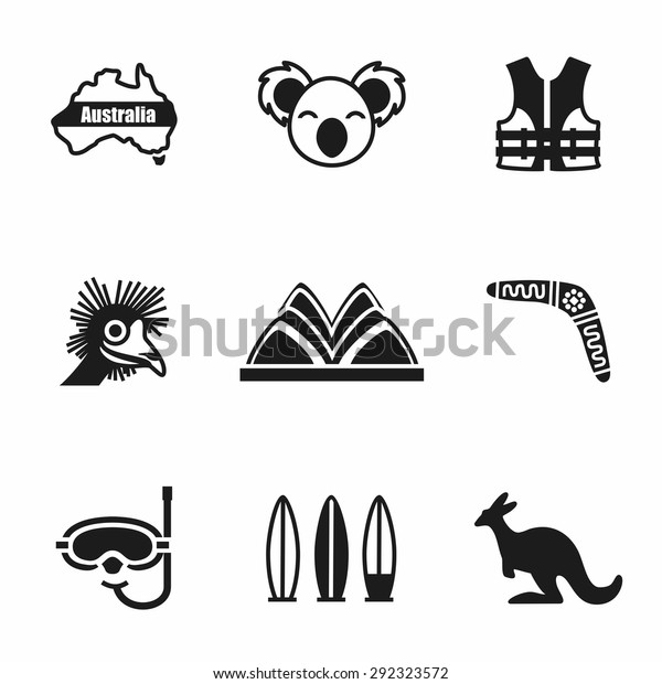 Vector Australia Icon Set On White Stock Vector (Royalty Free ...