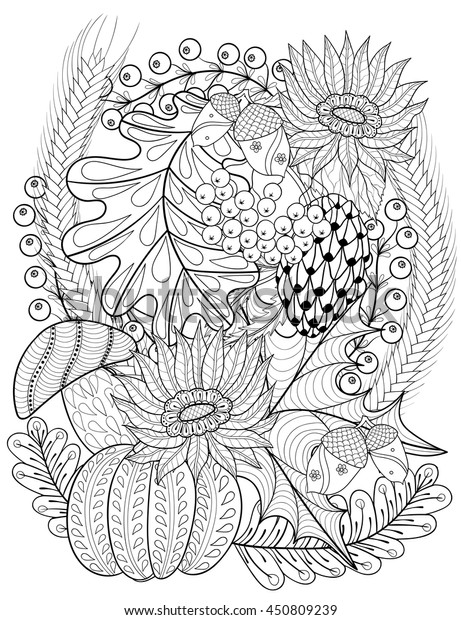 Vector Autumn Background Pumpkin Sunflower Leaves Stock Vector (Royalty ...