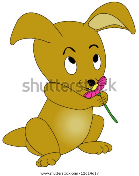 Vector Baby Rabbit Smelling Flower Stock Vector (Royalty Free) 12614617 ...