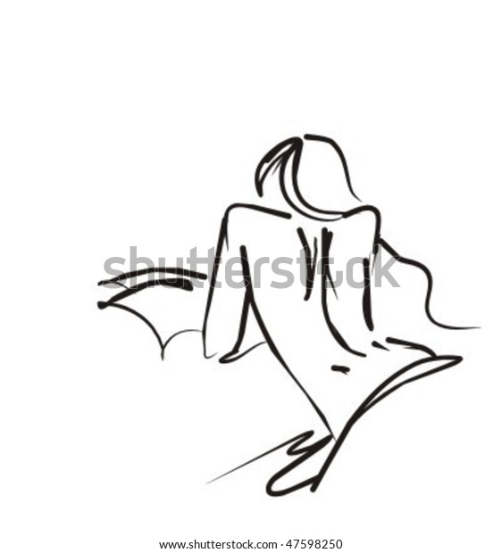 Vector Background With The Beautiful Young Nude Woman