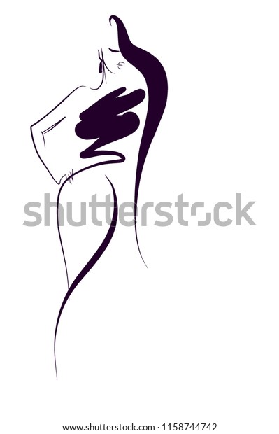 Vector Background Beautiful Young Woman Dress Stock Vector (Royalty ...