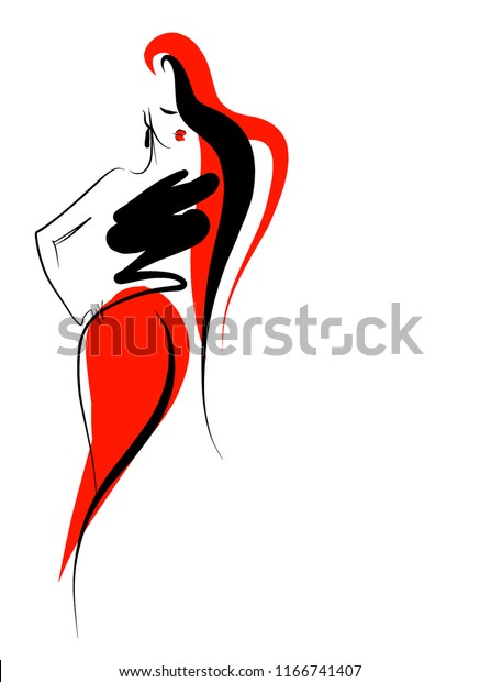 Vector Background Beautiful Young Woman Dress Stock Vector (Royalty ...
