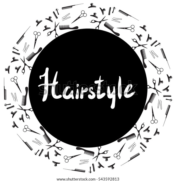 Vector Background Black Circle Hairstyle Salon Stock Vector (Royalty ...