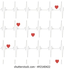 Vector Background Cardiogram Ekg Cardiograms Hearts Stock Vector ...