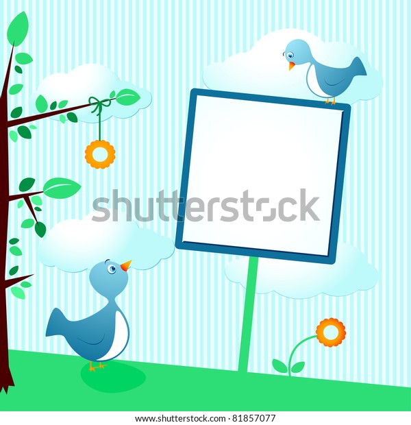 Vector Background Cute Birds Sign Stock Vector (Royalty Free) 81857077