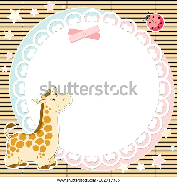Vector Background Cute Giraffe Ladybird Stock Vector (Royalty Free ...