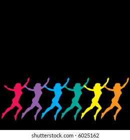 Vector Background Dancing Rainbow Women Stock Vector (Royalty Free ...