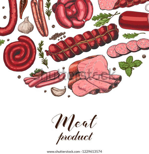 Vector Background Different Color Meat Products Stock Vector (Royalty ...