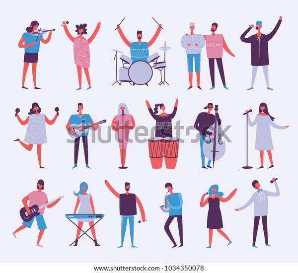 Vector Background Flat Style Group Singing Stock Vector (Royalty Free ...