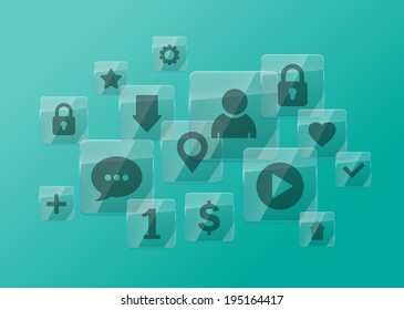 Vector Background Glassy Icons Social Computer 库存矢量图（免版税）195164417 ...
