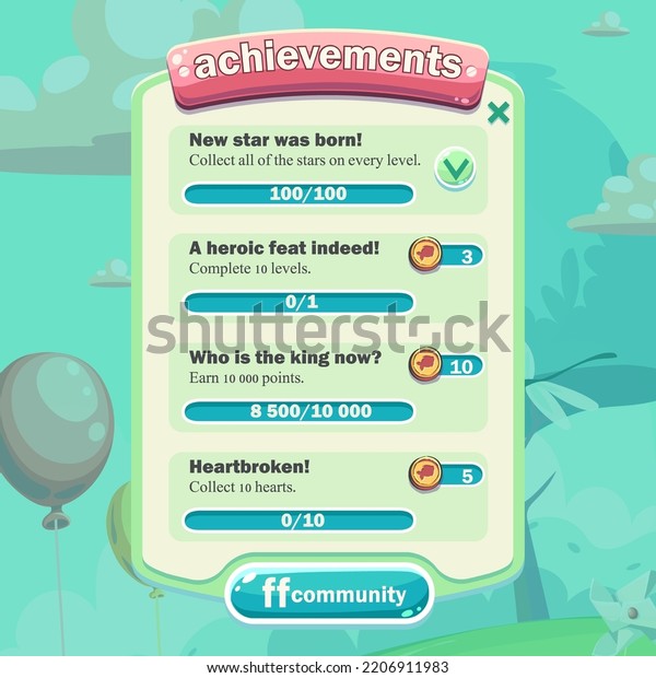 Vector Background Illustration Match 3 Achievement Stock Vector ...