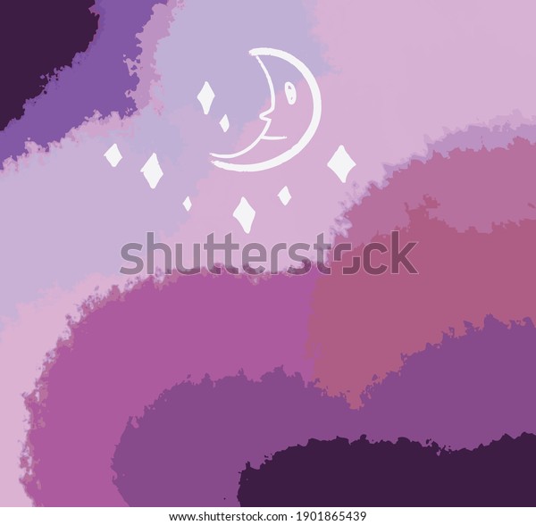 Vector Background Moon Stars Purple Sky Stock Vector (Royalty Free ...