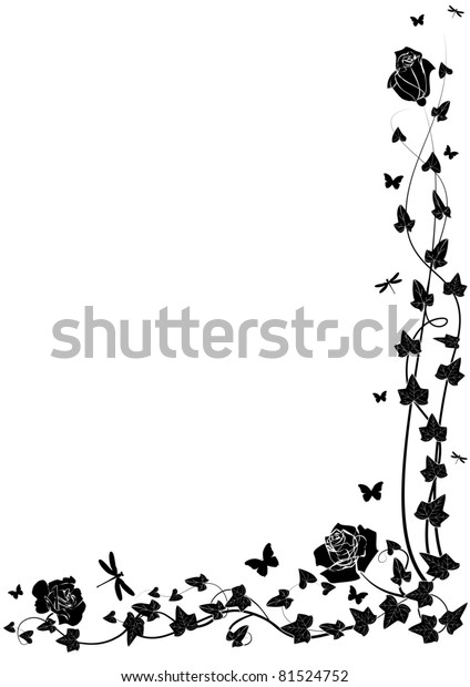 Vector Background Roses Ivy Black White Stock Vector (Royalty Free ...
