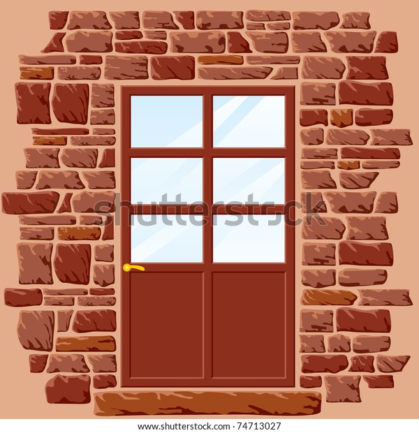 Vector Background Stone Wall Door Stock Vector (Royalty Free) 74713027 ...