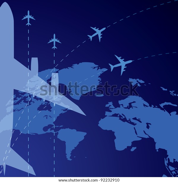 Vector Background World Map Airplane Eps Stock Vector (Royalty Free ...