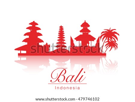 Vector Bali Illustration Typo Logo Reflections Stock Vector (Royalty ...
