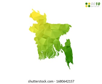 Vector Bangladesh Map Green Yellow Polygon Stock Vector (Royalty Free ...