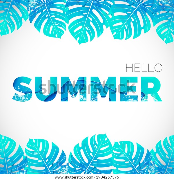Vector Banner Border Turquoise Tropical Leaves Stock Vector (Royalty ...