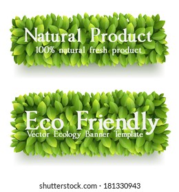 Vector Banner Eco Friendly Green Leaves Stock Vector (Royalty Free ...