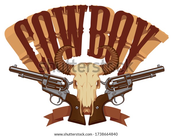 Vector Banner Emblem Skull Bull Two Stock Vector (Royalty Free ...