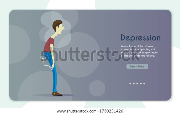 Vector Banner Illustration Depressed Young Man Stock Vector (Royalty ...