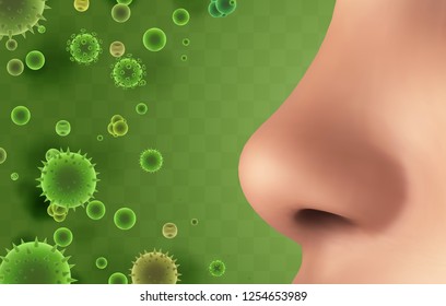 Vector Banner Nose Particles Bacteria Viruses Stock Vector (Royalty ...