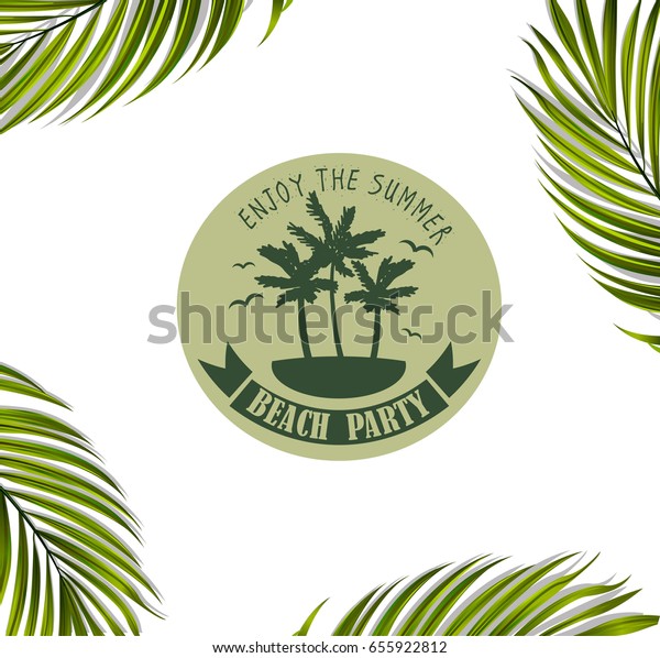 Vector Banner Palm Tree Leaves Poster Stock Vector (Royalty Free ...