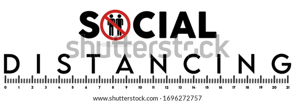 Vector Banner Social Distance Ruler Keep Stock Vector (Royalty Free ...