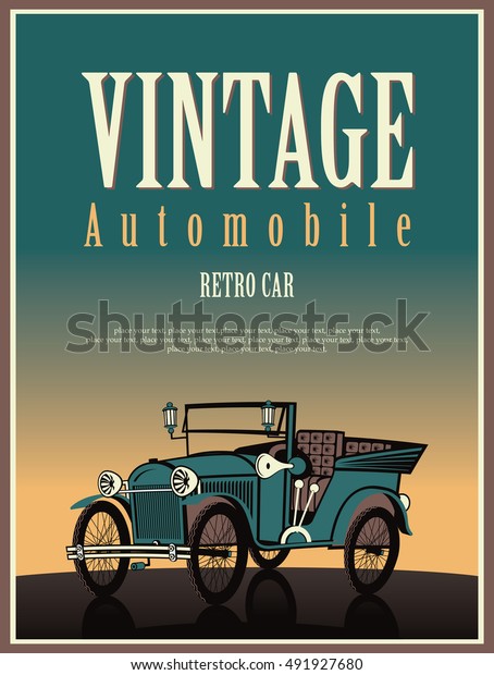 Vector Banner Vintage Car Cabriolet Stock Vector (Royalty Free ...