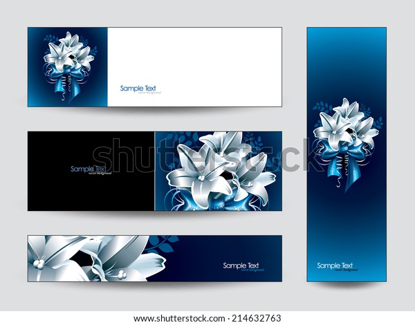 Vector Banners Collection Lily Flowers Stock Vector (Royalty Free ...