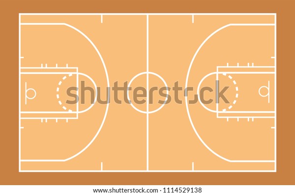 Vector Basketball Court Template Stock Vector (Royalty Free) 1114529138 ...
