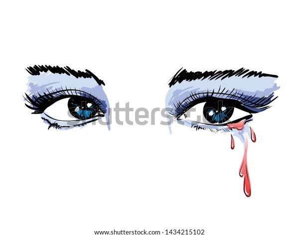 Vector Beautiful Illustration Crying Eyes Womens Stock Vector (Royalty ...