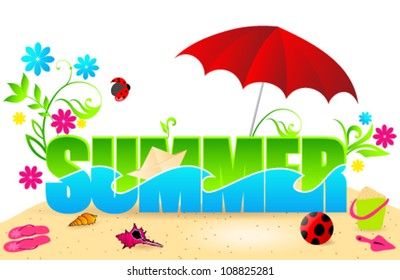 Vector Beautiful Summer Text Illustration On Stock Vector (Royalty Free ...