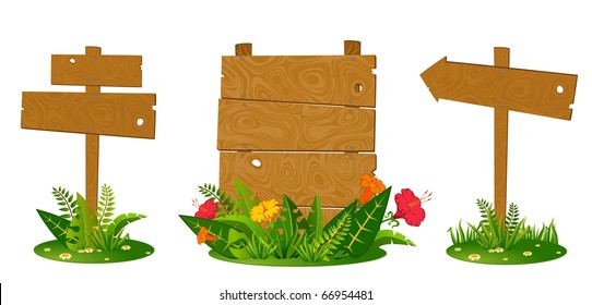 Vector Beautiful Wooden Pointers Flowers Isolated Stock Vector (Royalty ...