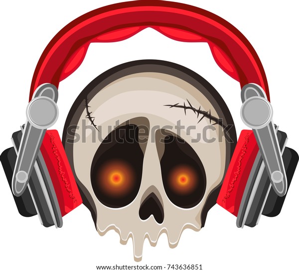 Vector Beige Skull Glowing Eyes Green Stock Vector (Royalty Free ...