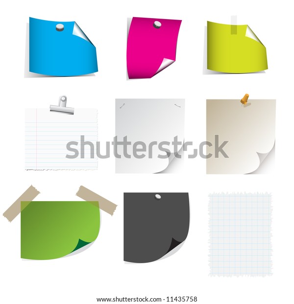 Vector Big Collection Paper Message Set Stock Vector (Royalty Free ...