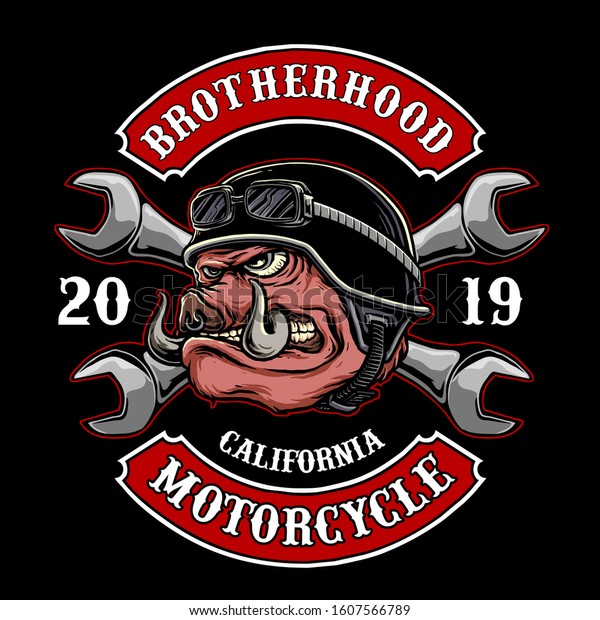 Vector Biker Pig Hog Motorcycle Club Stock Vector (Royalty Free) 1607566789