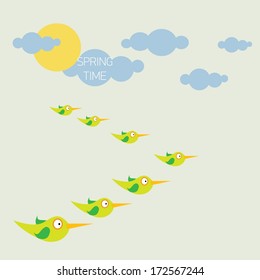 Vector Birds Come Back Home South Stock Vector (Royalty Free) 172567247 ...