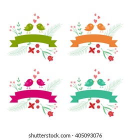 Vector Birds Ribbon Text Template Blank Stock Vector (Royalty Free ...