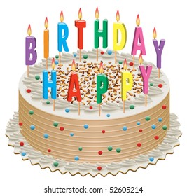 Vector Birthday Cake Burning Candles Stock Vector (Royalty Free) 50127112
