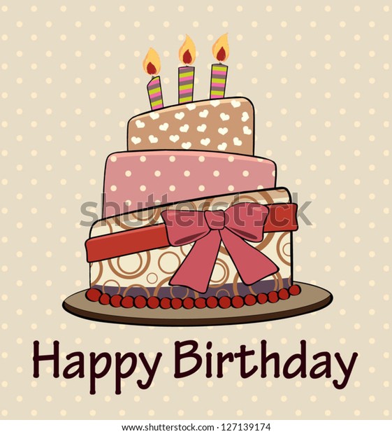 Vector Birthday Cake Vintage Style Stock Vector (Royalty Free) 127139174