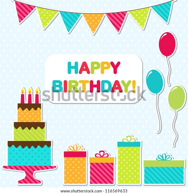 Vector Birthday Party Card Stock Vector (Royalty Free) 116569633 ...