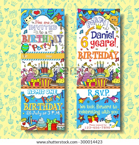 Vector Birthday Party Invitation Pass Ticket Stock Vector (Royalty Free ...