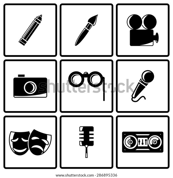 Vector Black Art Icons Set Stock Vector (Royalty Free) 286895336 ...