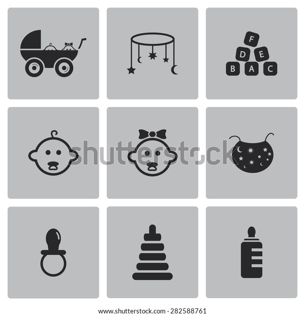 Vector Black Baby Icons Set Stock Vector (Royalty Free) 282588761 ...